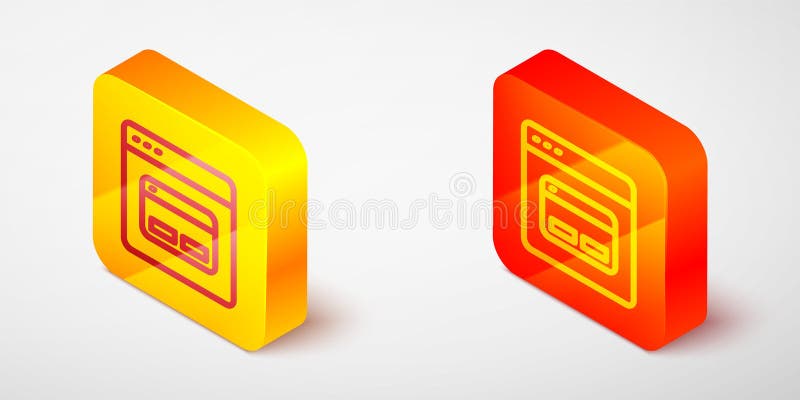 Isometric Line Search Engine Icon Isolated on Grey Background. Yellow ...