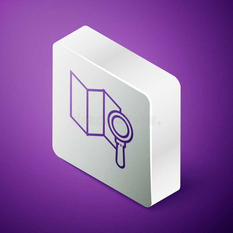 Isometric Line Search Location Icon Isolated on Purple Background ...