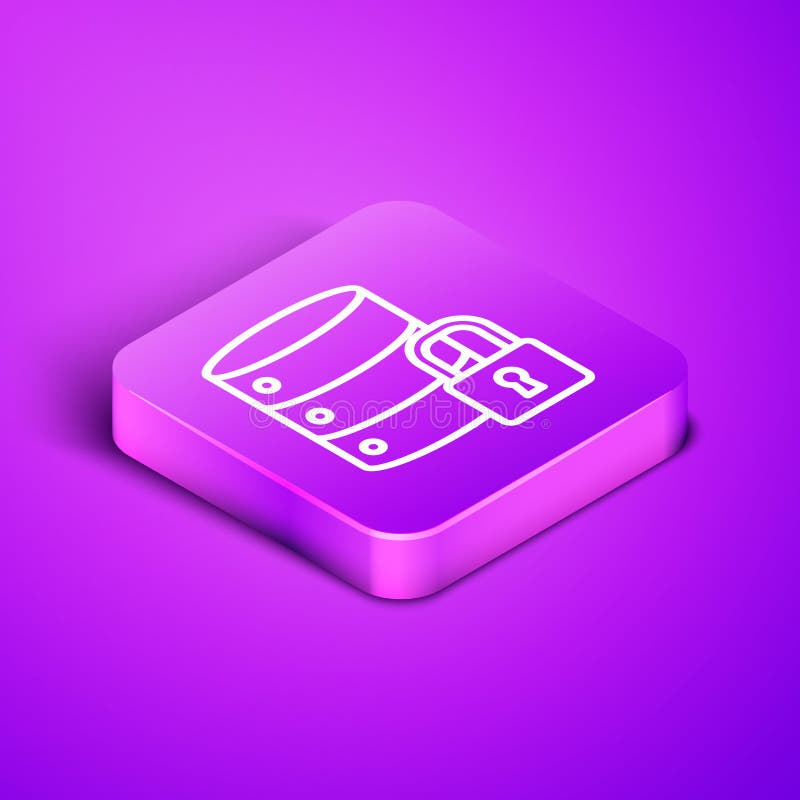 Isometric Line Server Security with Closed Padlock Icon Isolated on ...