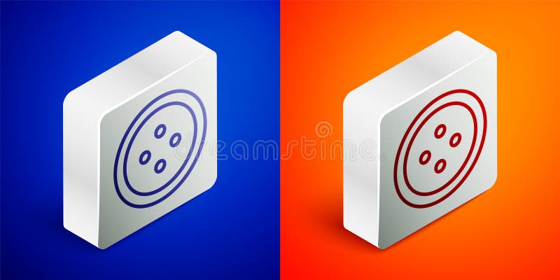 Isometric Line Sewing Button for Clothes Icon Isolated on Blue and ...