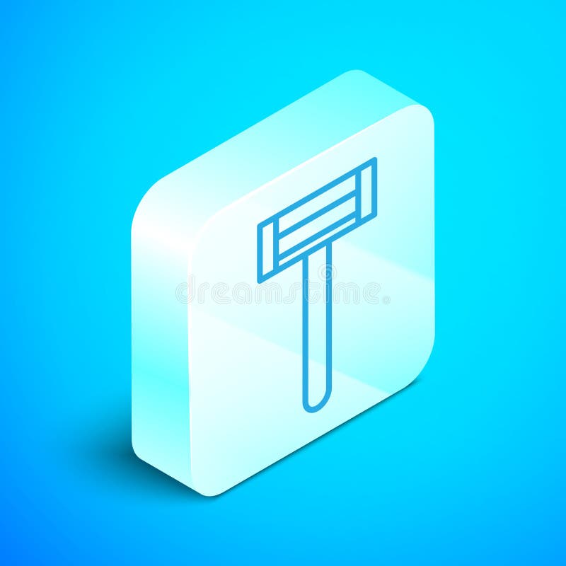 Isometric Line Shaving Razor Icon Isolated on Blue Background. Silver ...