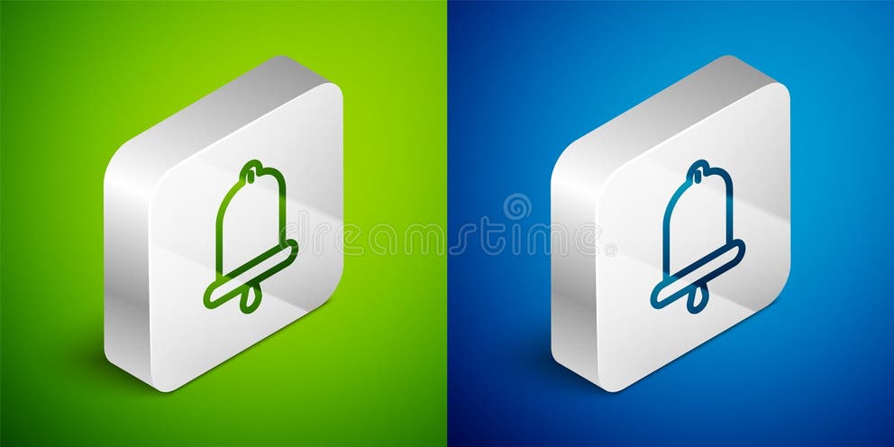 Isometric Line Ship Bell Icon Isolated on Green and Blue Background ...