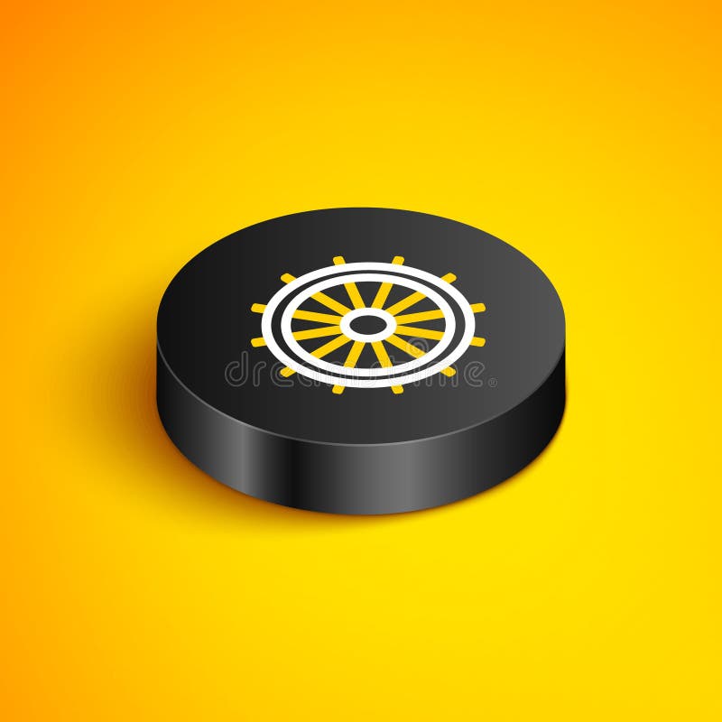 Isometric Line Ship Steering Wheel Icon Isolated on Yellow Background ...