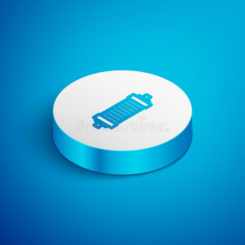 Isometric Line Shock Absorber Icon Isolated on Blue Background. White ...