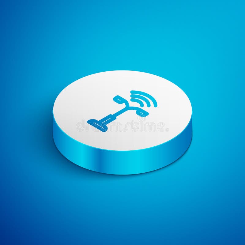 Isometric Line Smart Street Light System Icon Isolated on Blue ...