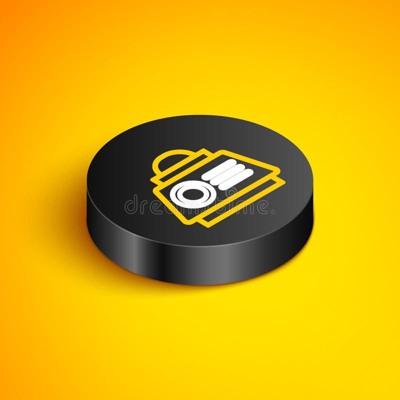 Isometric Line Space Capsule Icon Isolated on Yellow Background. Black ...