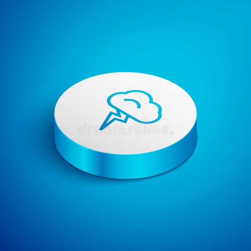 Isometric Line Storm Icon Isolated on Blue Background. Cloud and ...