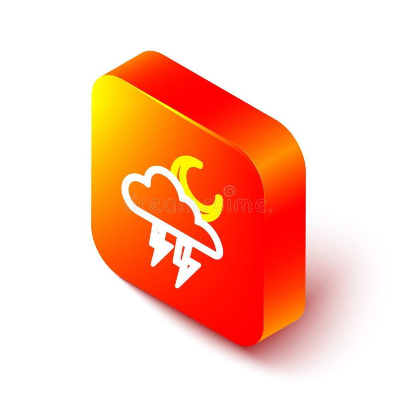 Isometric Line Storm Icon Isolated on White Background. Cloud with ...