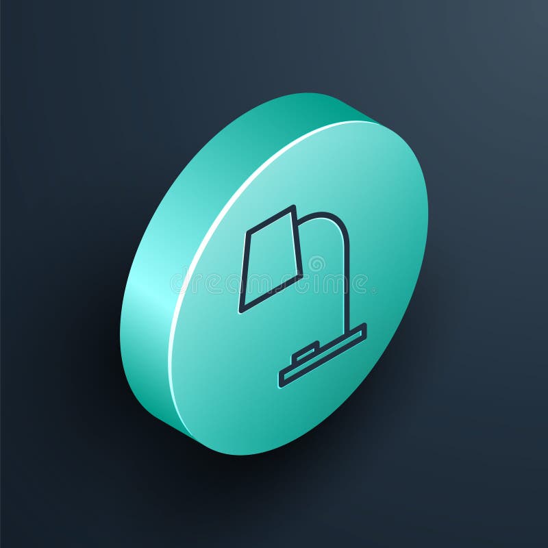 Isometric Line Table Lamp Icon Isolated on Black Background. Table ...