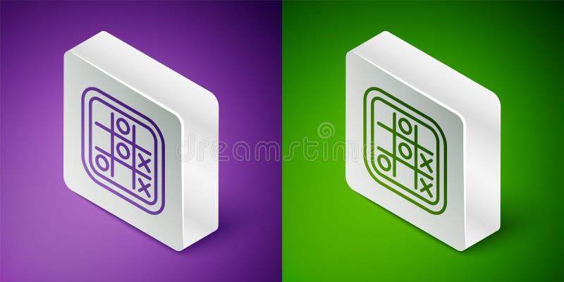Isometric Line Tic Tac Toe Game Icon Isolated on Purple and Green ... Isometric Line Tic Tac Toe Game Icon Isolated on Purple and Green ...