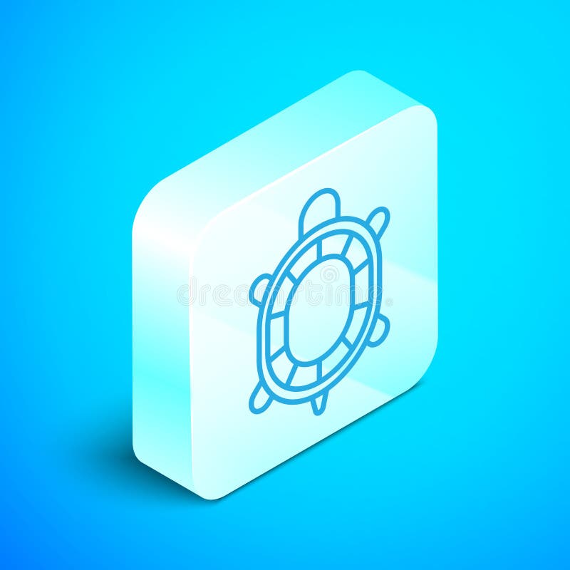 Isometric Line Turtle Icon Isolated on Blue Background. Silver Square ...