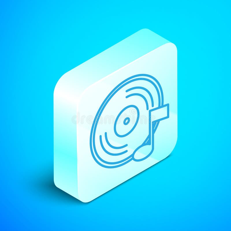 Isometric Line Vinyl Disk Icon Isolated on Blue Background. Silver ...