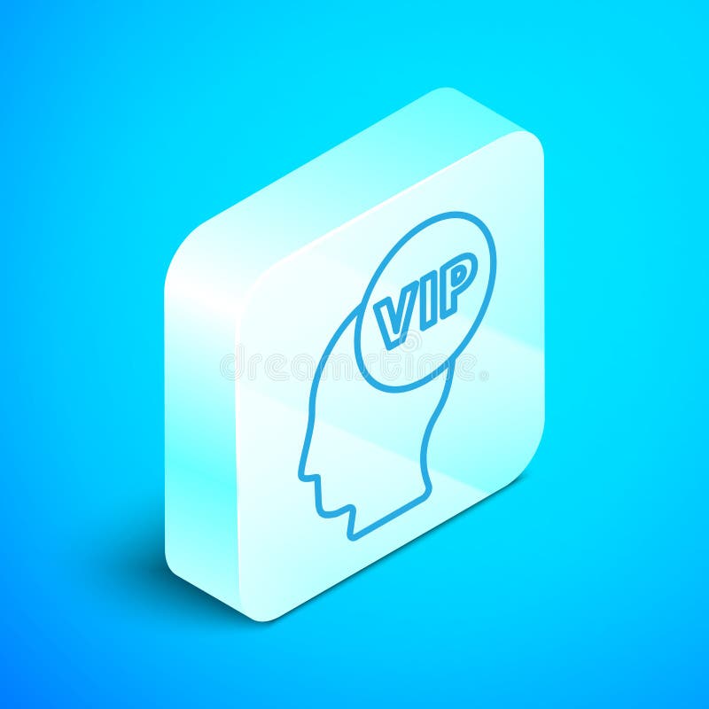 Isometric Line Vip Inside Human Head Icon Isolated on Blue Background ...
