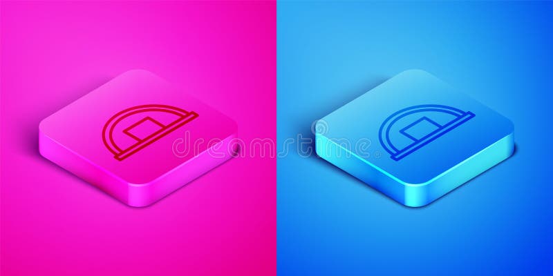 Isometric Line Warehouse Icon Isolated on Pink and Blue Background ...