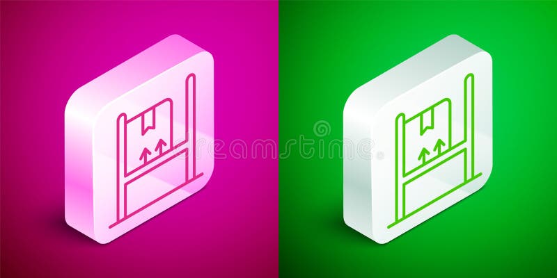 Isometric Line Warehouse Interior with Boxes on Racks Icon Isolated on ...
