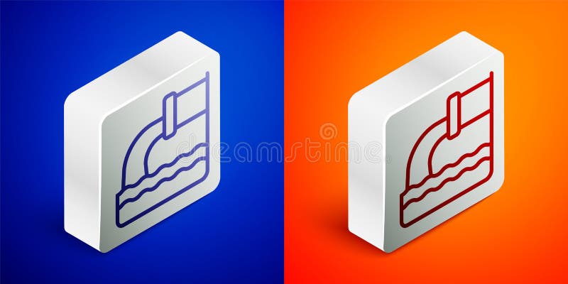 Isometric Line Wastewater Icon Isolated on Blue and Orange Background ...