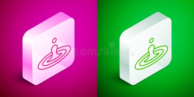 Isometric Line Water Drop Icon Isolated on Pink and Green Background ...