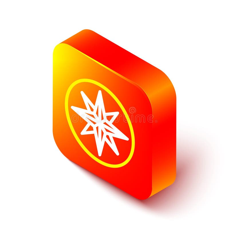 Isometric Line Wind Rose Icon Isolated on White Background. Compass ...