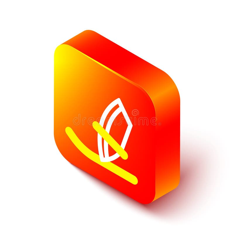 Isometric Line Windsurfing Icon Isolated on White Background. Orange Square Button Stock Vector ...