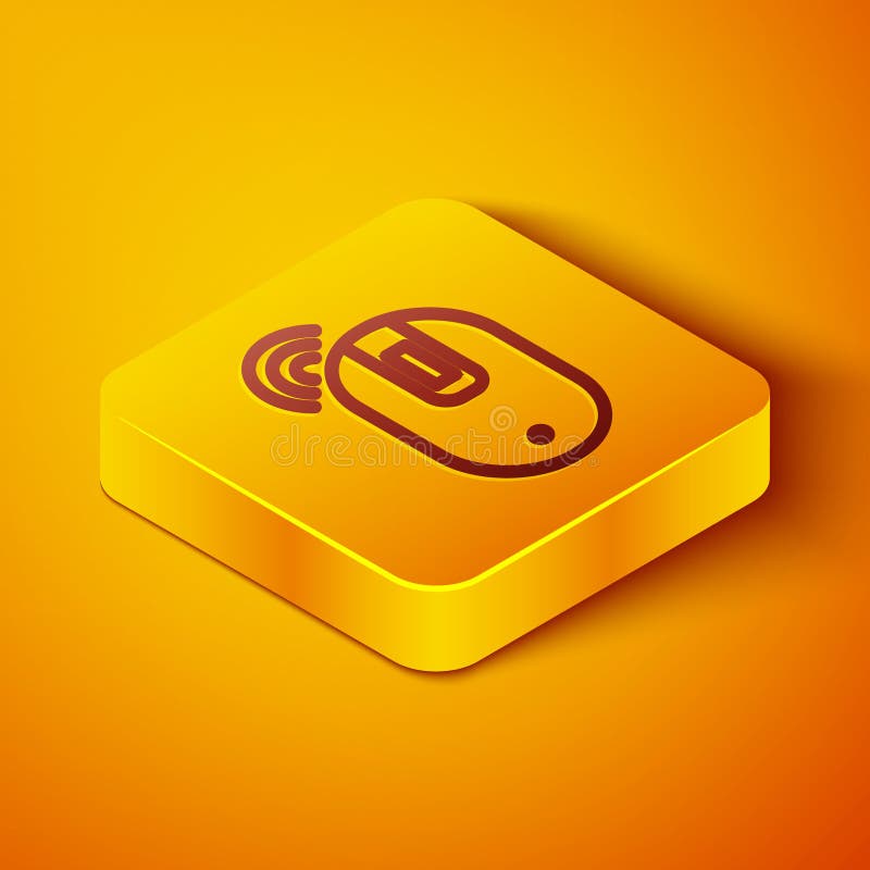 Isometric Line Wireless Computer Mouse Icon Isolated on Orange ...