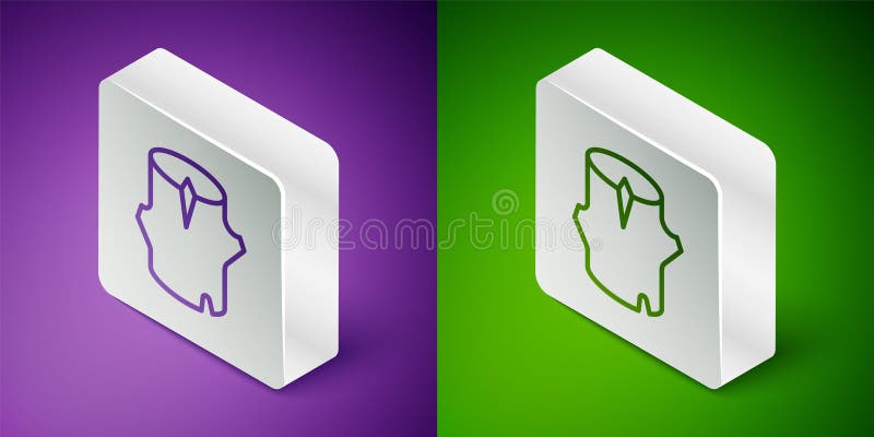 Isometric Line Wooden Log Icon Isolated on Purple and Green Background ...