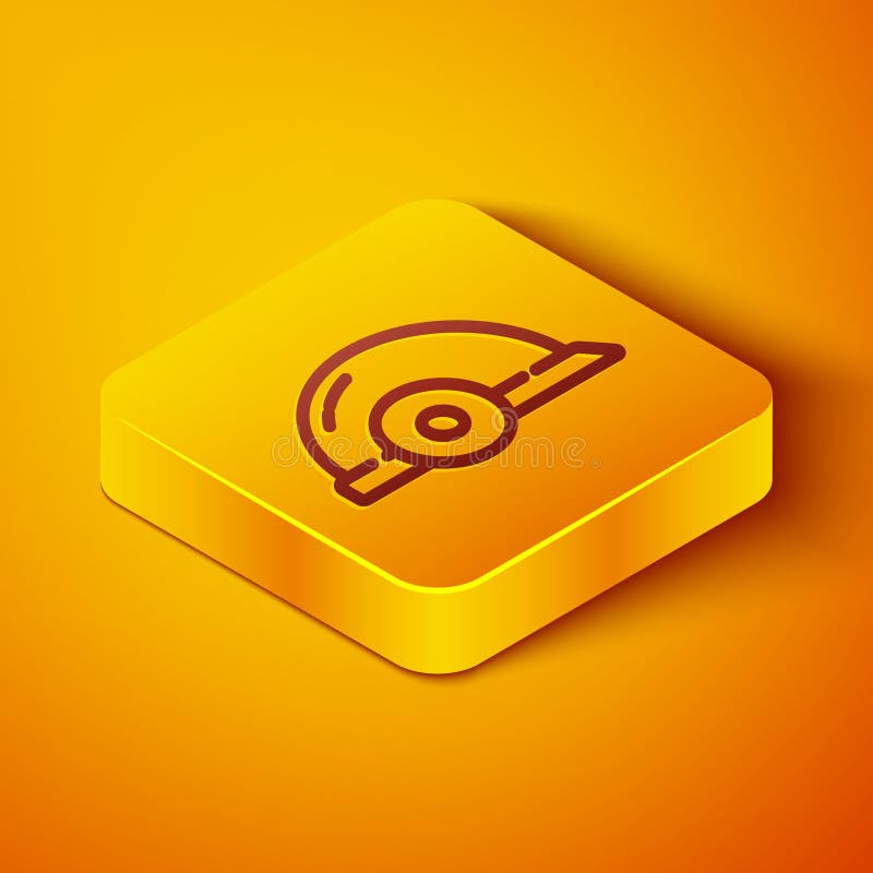 Isometric Line Worker Safety Helmet Icon Isolated on Orange Background ...