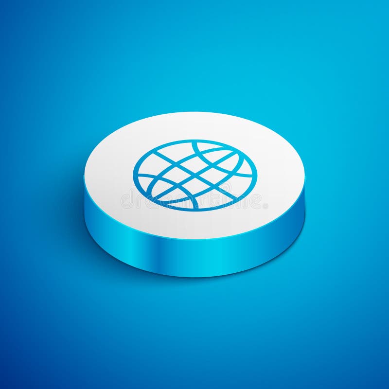 Isometric Line Worldwide Icon Isolated on Blue Background. Pin on Globe ...