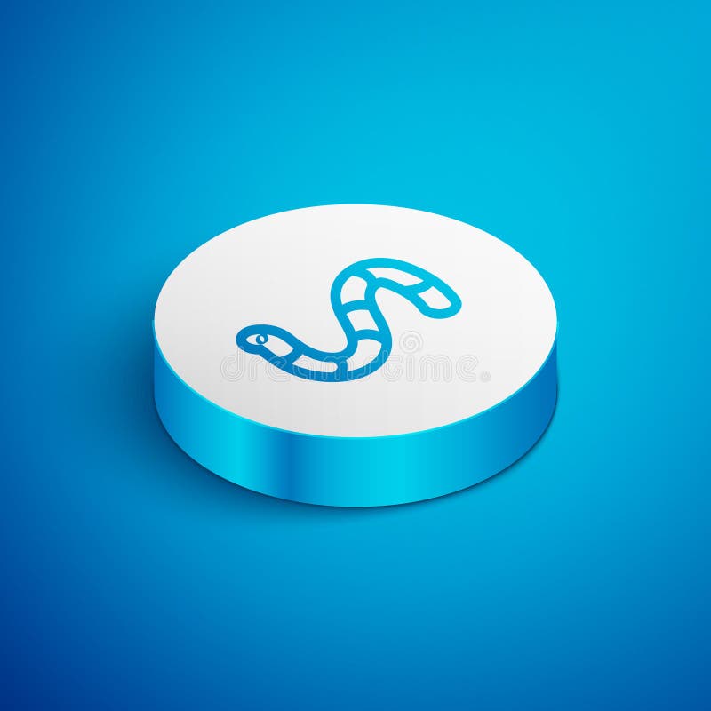 Isometric Line Worm Icon Isolated on Blue Background. Fishing Tackle ...