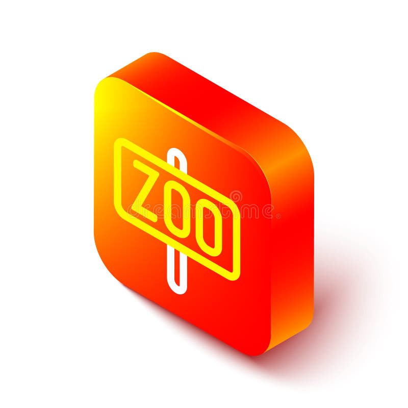 Isometric Line Zoo Park Icon Isolated on White Background. Orange ...
