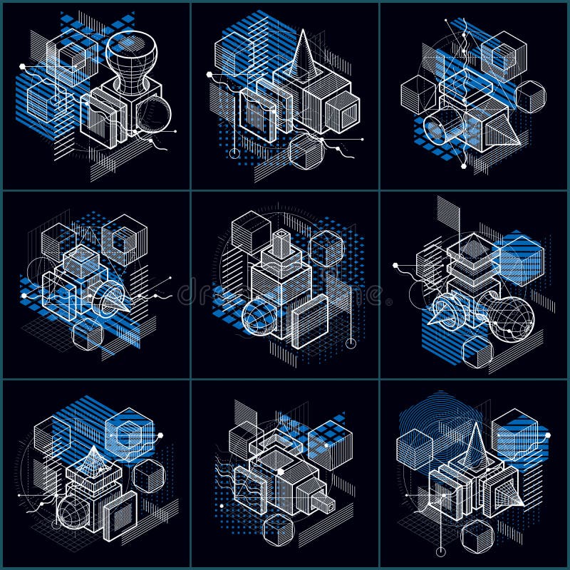 Isometric Linear Abstract Vector Backgrounds, Lined Abstractions Stock ...