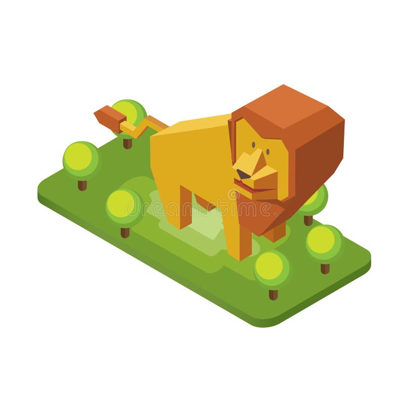 Isometric Lion stock vector. Illustration of friendly - 30312351