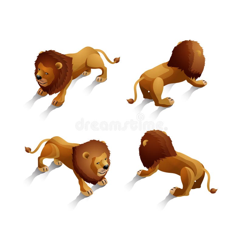 Isometric Lions. Vector Illustration Decorative Design Stock Vector ...