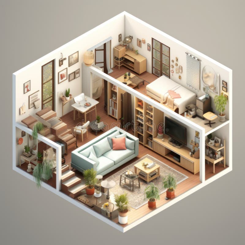 Isometric View of a Meeting Room, Office Space Stock Illustration ...