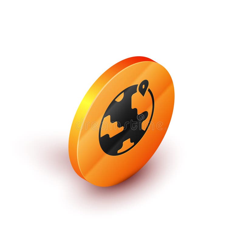Isometric Location on the Globe Icon Isolated on White Background ...
