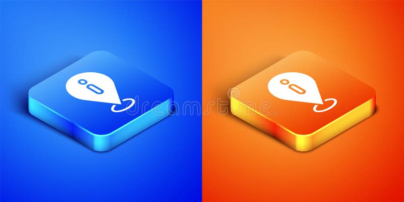 Isometric Location with Information Icon Isolated on Blue and Orange ...