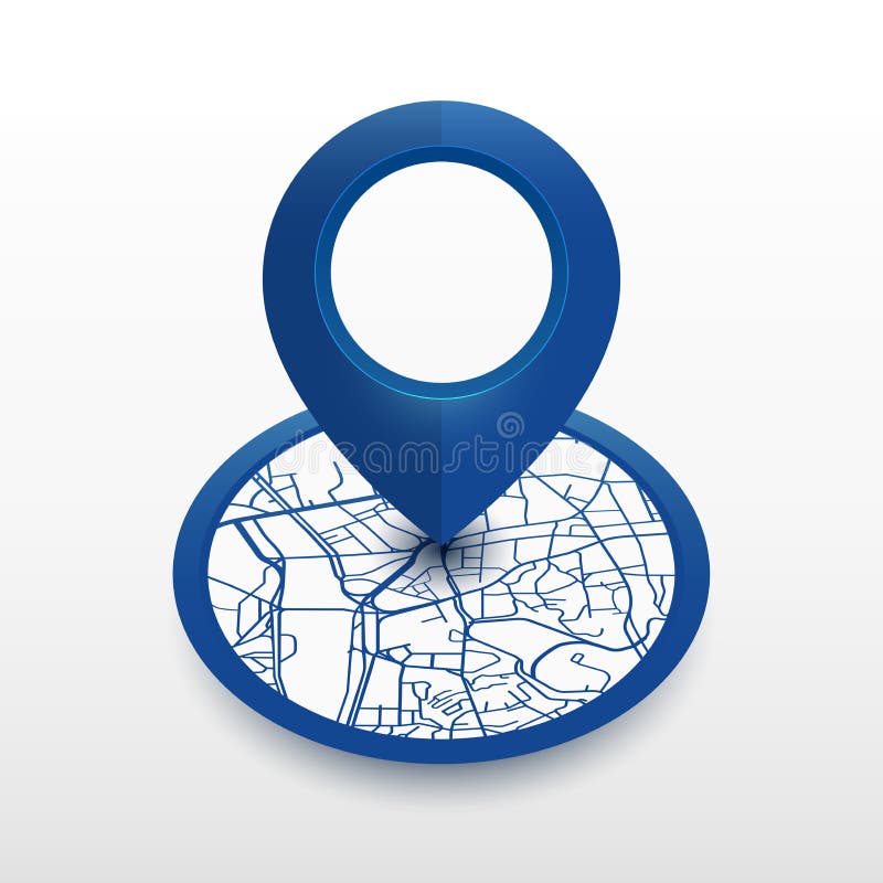 Isometric Location Pin with City Map. Icon Design Bluecolor Stock ...