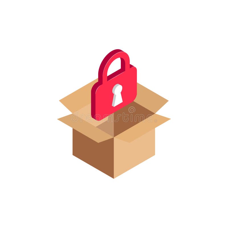 Isometric lock in box stock vector. Illustration of protect - 178321648