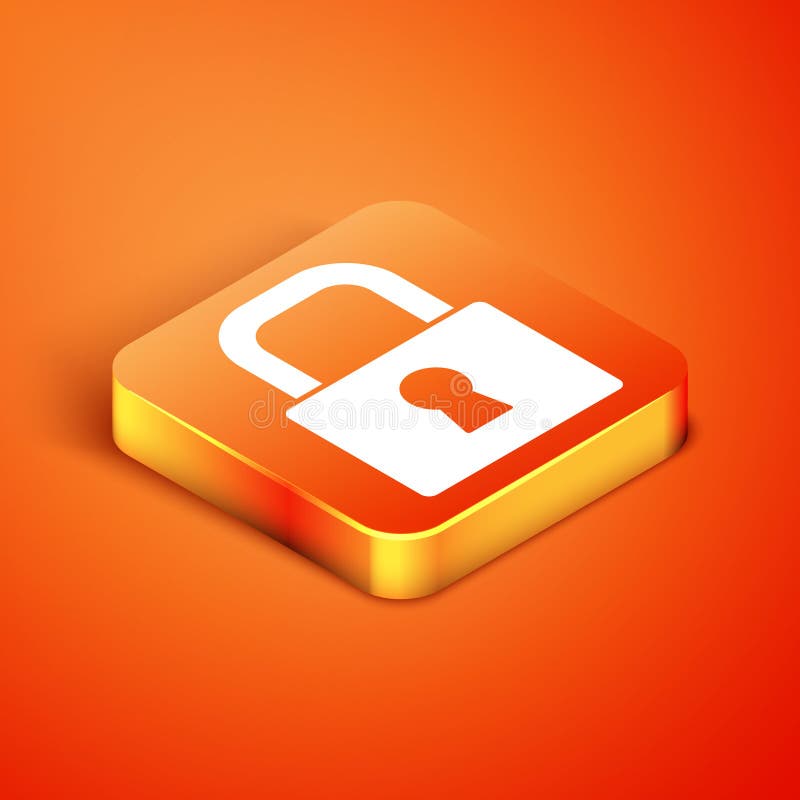 Isometric Lock Icon Isolated on Orange Background. Padlock Sign ...