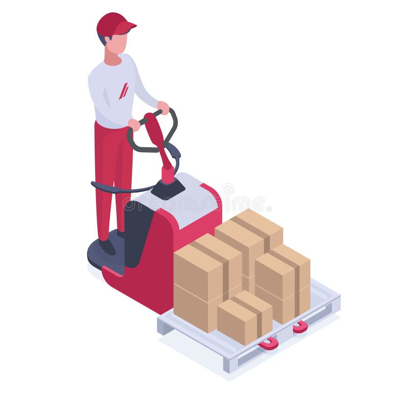 Isometric Logistic Worker. Delivery Service and Warehouse Worker on ...