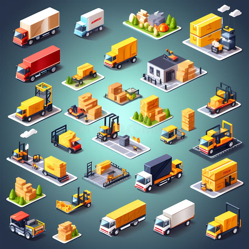 Logistics 3d Icons Set Stock Illustrations – 424 Logistics 3d Icons Set ...