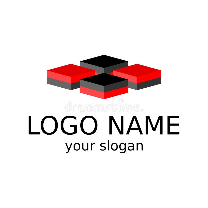 Isometric Logo. Four Squares of Black and Red Stock Illustration ...