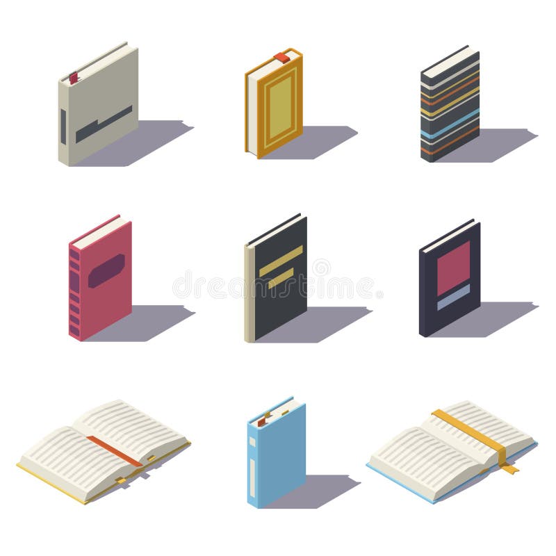 Isometric low poly books stock vector. Illustration of notebook - 95098941