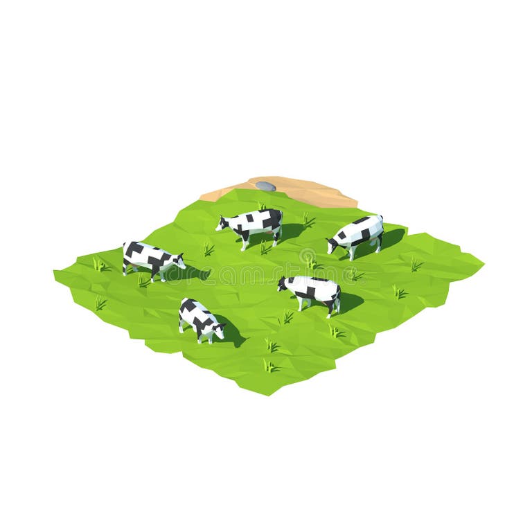 Isometric Low Poly Cow, 3D Rendering Stock Illustration - Illustration ...