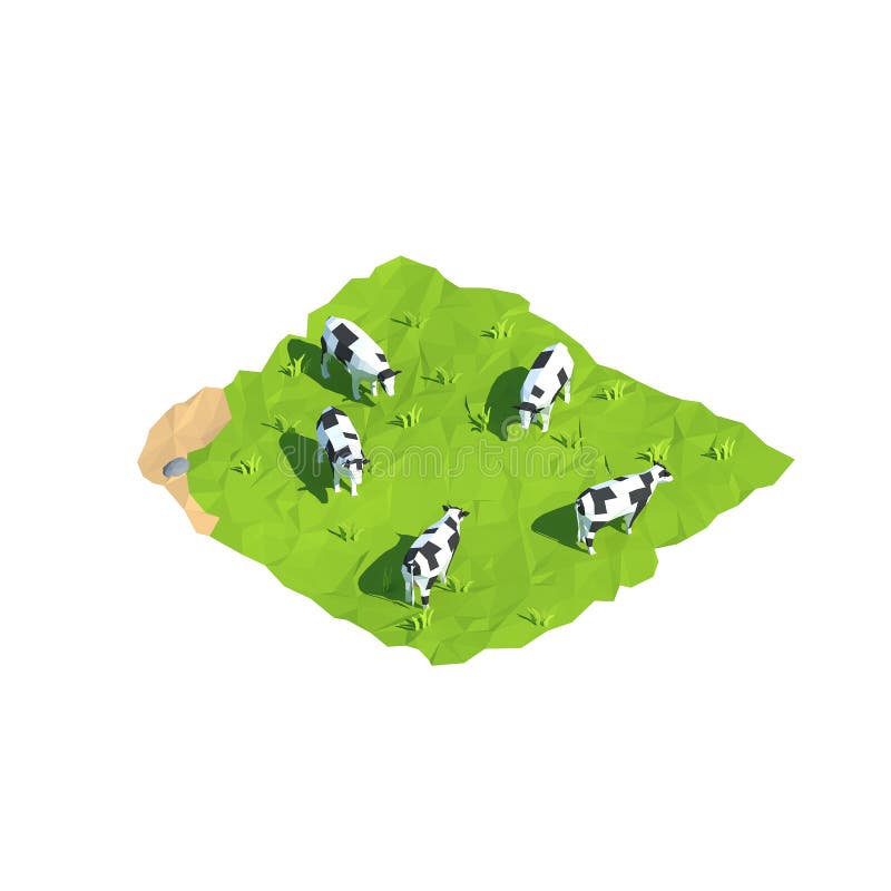 Isometric Low Poly Cow, 3D Rendering Stock Illustration - Illustration ...