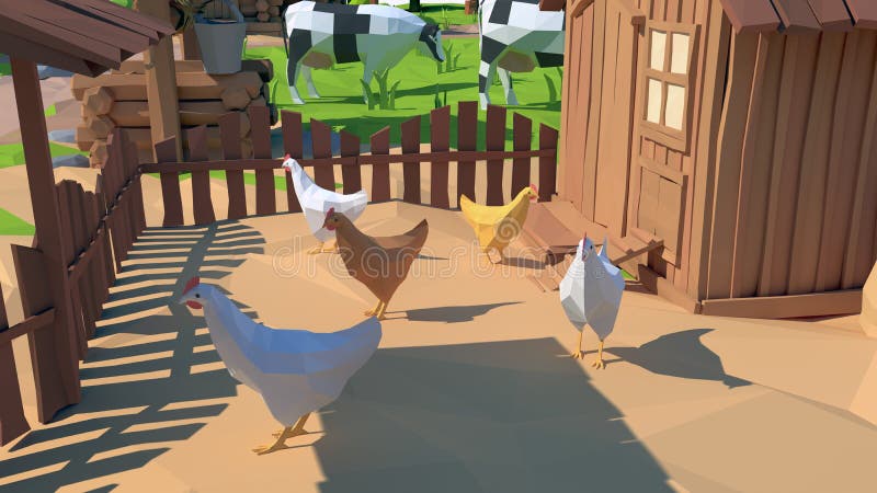 Isometric Low Poly House, 3D Rendering Stock Illustration ...