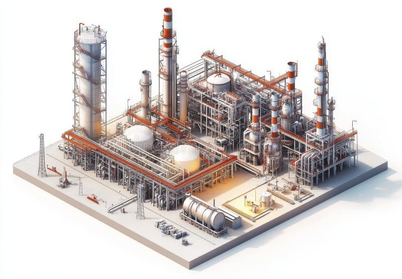 Isometric Low Poly Industrial Refinery Complex Illustration Stock ...