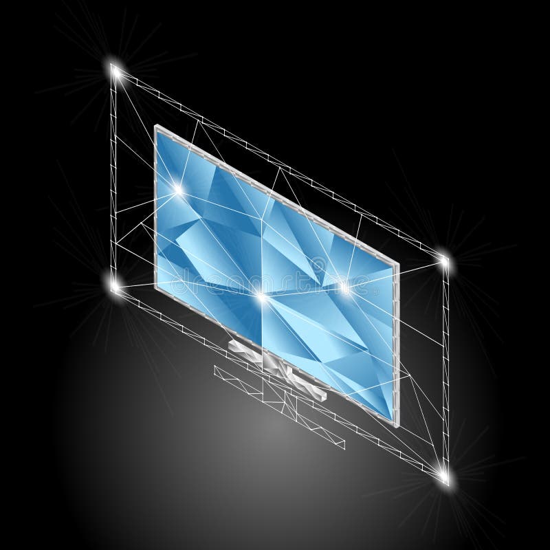Isometric Low Poly Plasma Tv Set Screen Stock Vector - Illustration of ...