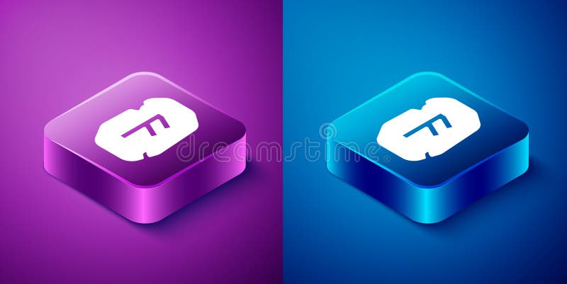 Isometric Magic Rune Icon Isolated on Blue and Purple Background. Rune ...