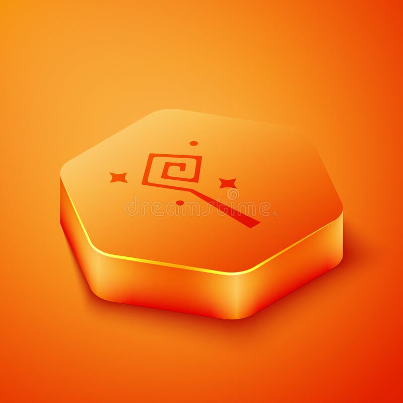 Isometric Magic Staff Icon Isolated on Orange Background. Magic Wand ...