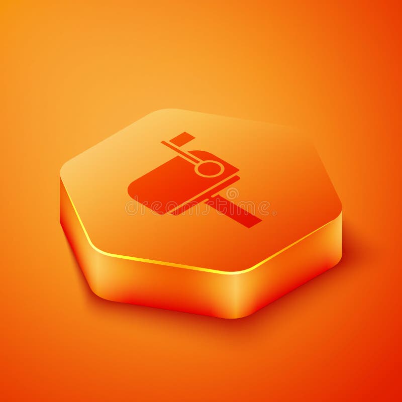 Isometric Mail Box Icon Isolated on Orange Background. Mailbox Icon ...